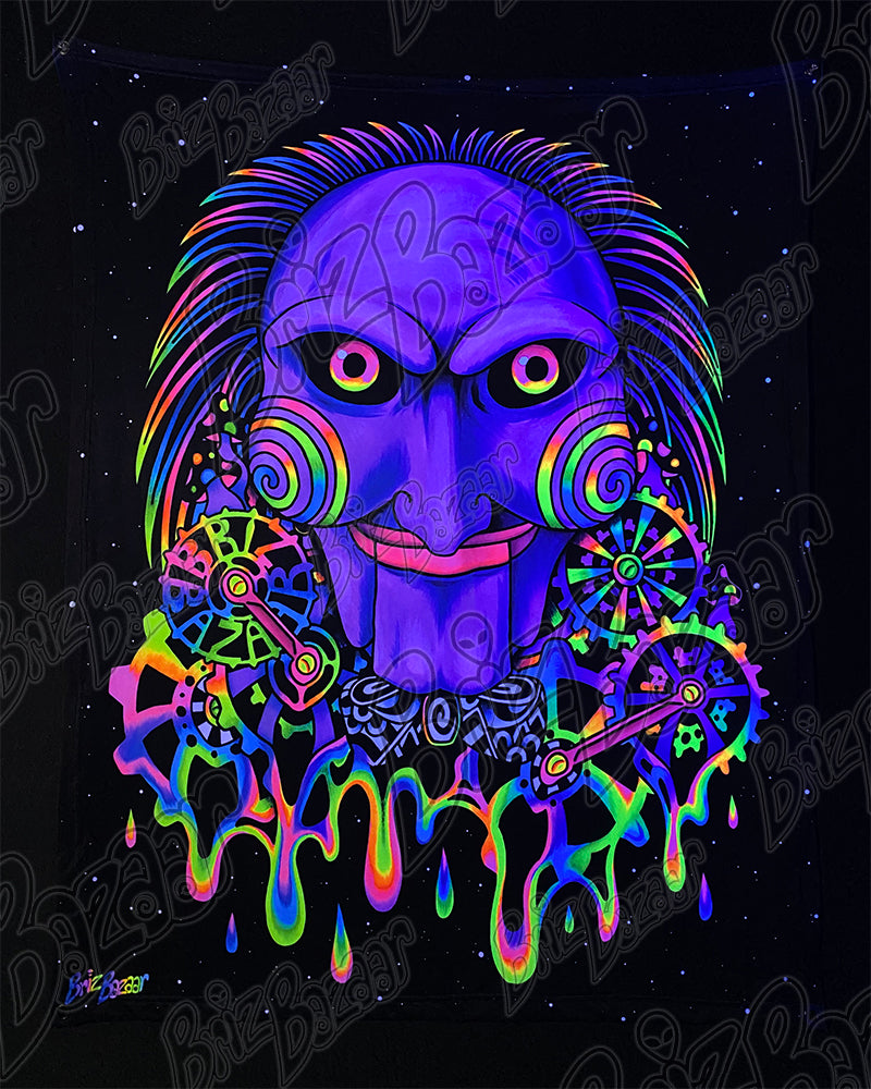 Blacklight Reactive Tapestry of PSYcho Puppet – Brizbazaar